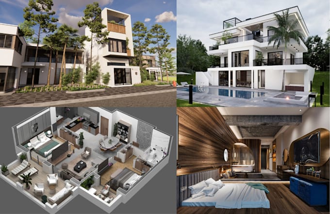 3d architectural design rendering 3d interior exterior design renovation remodel by Dragd0n | Fiverr