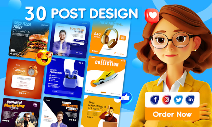 Do 30 creative instagram post, carousel design, facebook ads, social media post by Brandgo ...