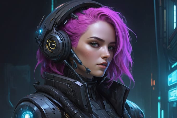 Design stunning sci fi, cyberpunk, portrait art by Navierrown | Fiverr