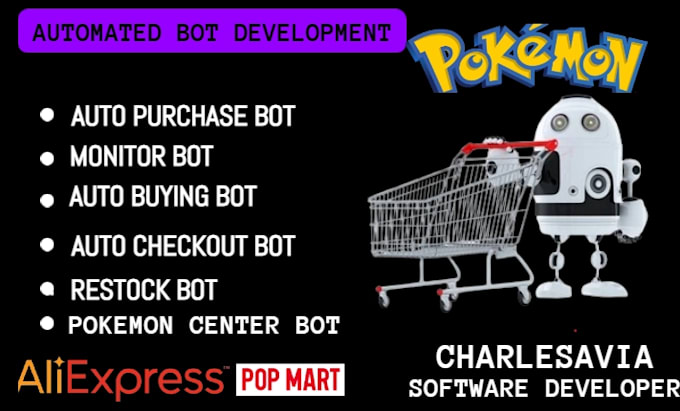 Build pokemon center bot,pokemon bot,tcgplayer bot,auto purchase bot by Danielflorence0 | Fiverr