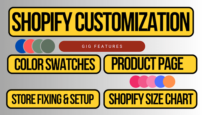 Create color swatches and variants, shopify product page, product size chart by Olu_yinka | Fiverr