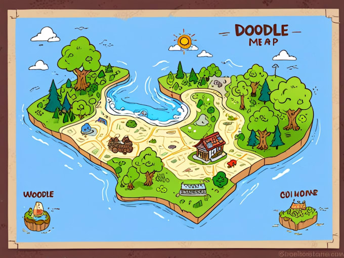 Create doodle illustrated vector map cartoon by Raffiristian | Fiverr