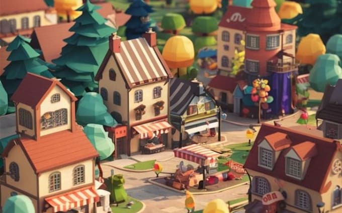 Create low poly modular 3d game assets and props for mobile ar vr game ...