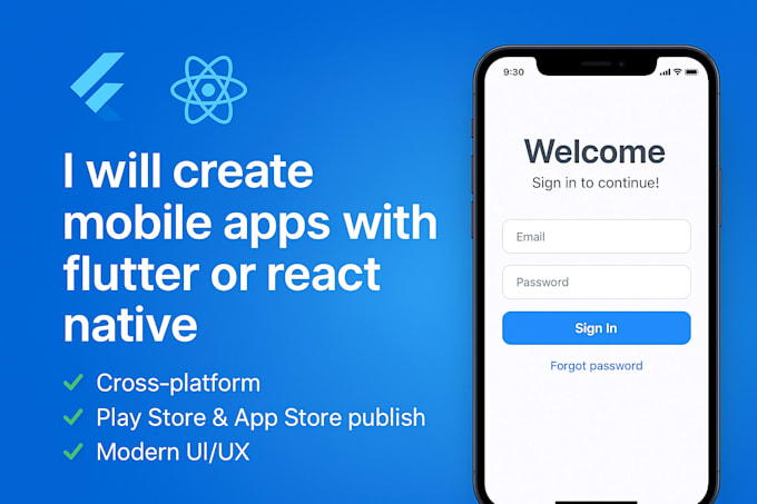 Create mobile apps with flutter or react native by Akik35 | Fiverr
