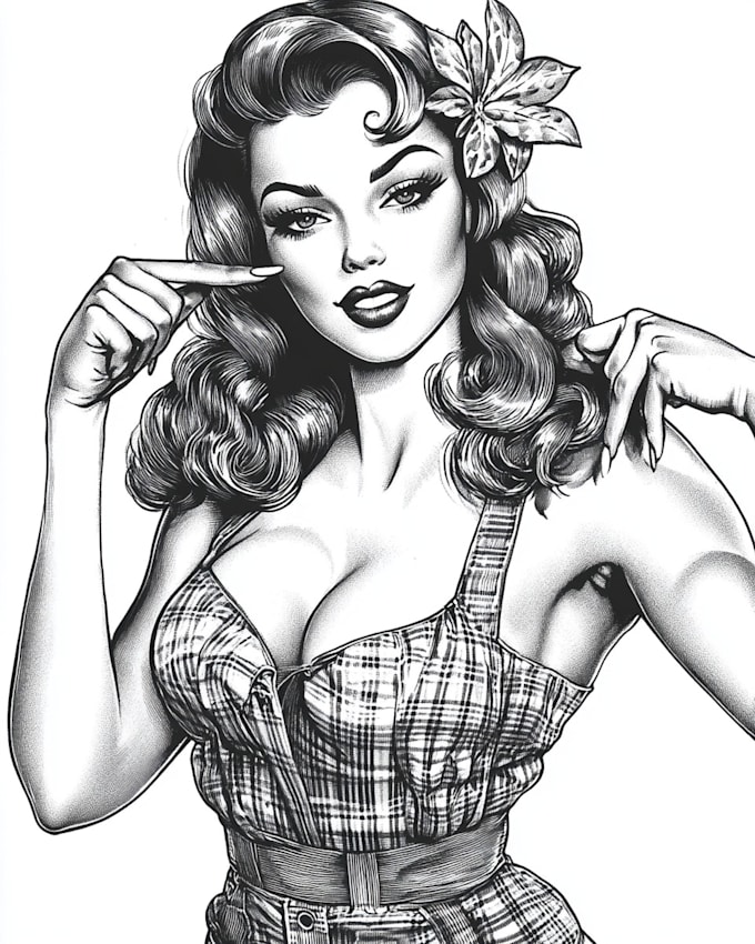 Create pin up girl design for merch or clothing by Dylarey | Fiverr