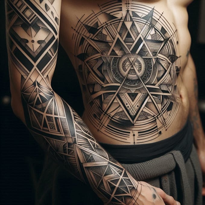 Make line art, monoline geometric, minimalist tattoo design by ...