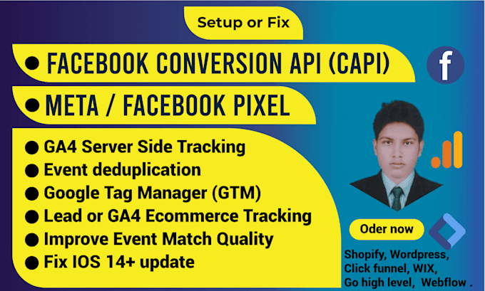 Setup shopify facebook pixel, fb conversion api ga4 server side tracking by gtm by ...