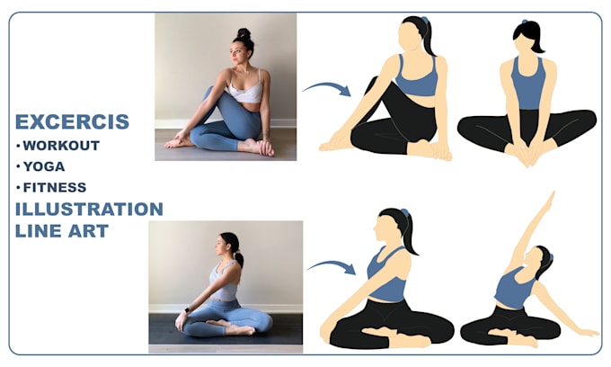 Draw people exercise, yoga, workout, fitness, illustration by ...