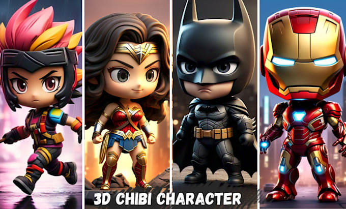 Do 3d chibi character modeling, cute 3d cartoon character animation ...