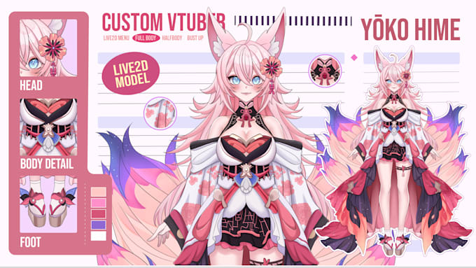 Draw female or male live 2d vtuber model vtuber rigging twitch ...