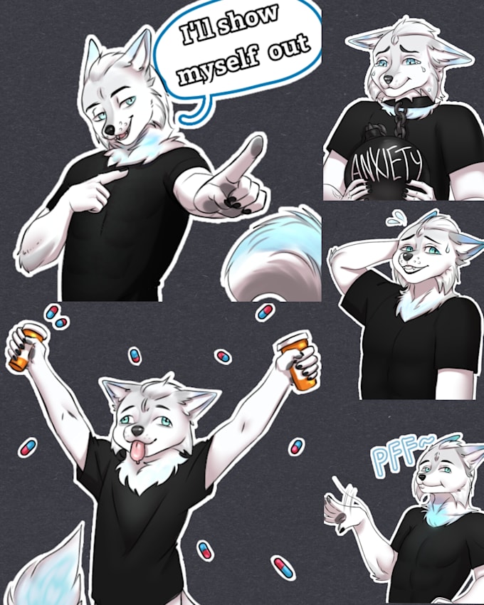 Draw stickers with your furry character by Feles_attikae | Fiverr