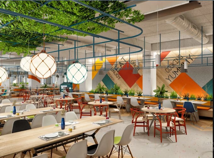 Design 3d interior restaurant, bar, cafe, 3d modeling, walkthrough, 3d ...