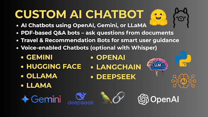 Develop custom ai chatbots with fine tuning on hugging face, deepseek, llm by Muhammadamin685 ...