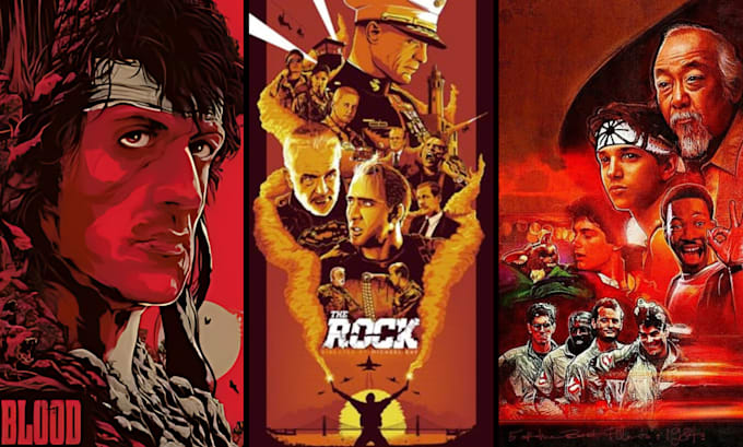 Design retro vintage movie poster deco 1930s illustration 80s 70s ...