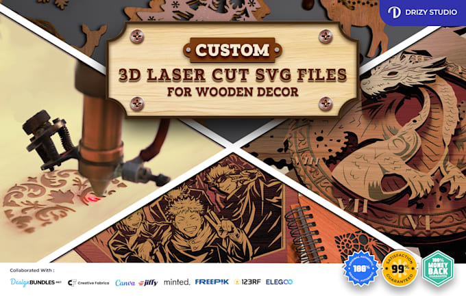 Design custom 3d laser cut svg files for wooden decor by Drizystudio ...