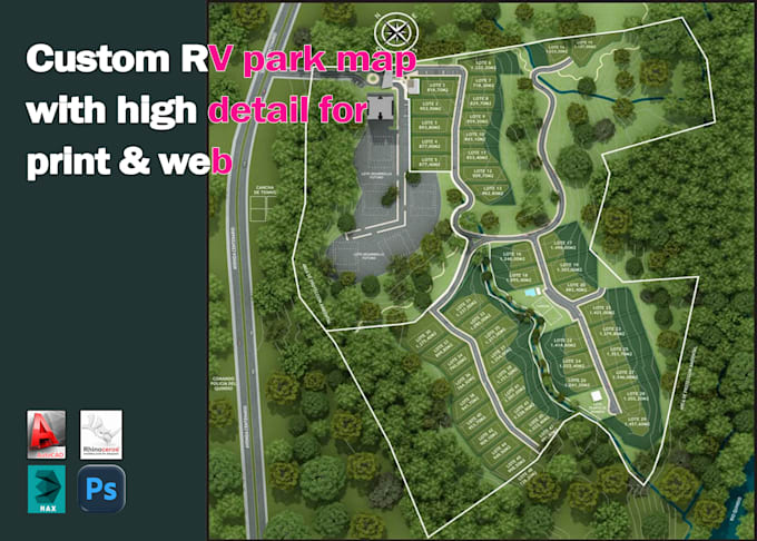 Design a custom rv park map with high detail for print and web by Mitra ...
