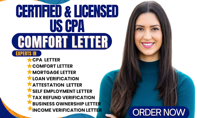 Do us cpa comfort letter, mortgage letter, self employment, income ...