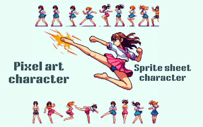 Create high quality pixel art animation, pixel art sprite 2d character ...
