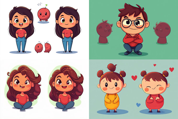 Draw simple cute 2d cartoon character in my style by Shaniqilson | Fiverr