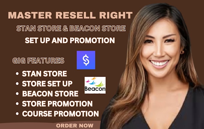 Set up stan store or beacon store promotion for master resell right sales by Olive_flor | Fiverr