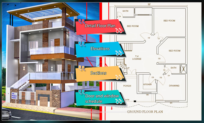 Design 2d architectural structural floor plan using autocad by Naveedk05 | Fiverr