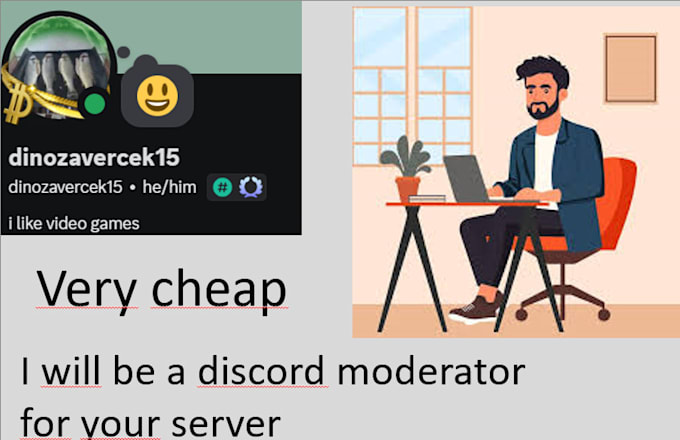 Be a discord moderator for your server by Dinozavercek15 | Fiverr