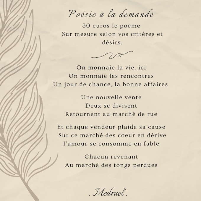 Write you a poetry about anything by Medrael | Fiverr