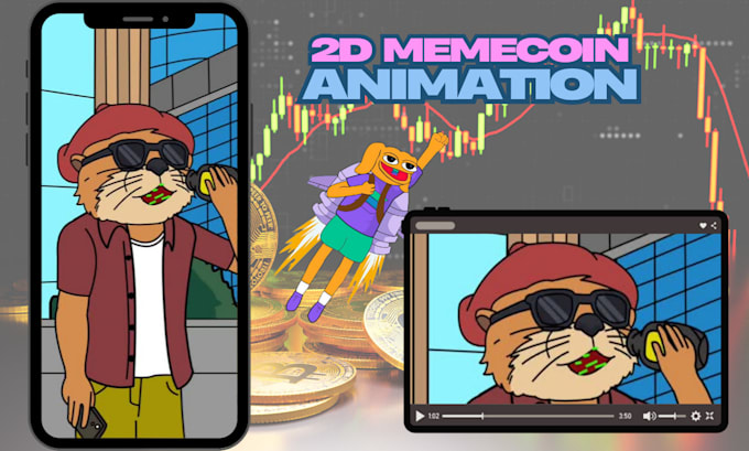 Make 2d meme coin animation viral video solana memecoin video 2d crypto ...