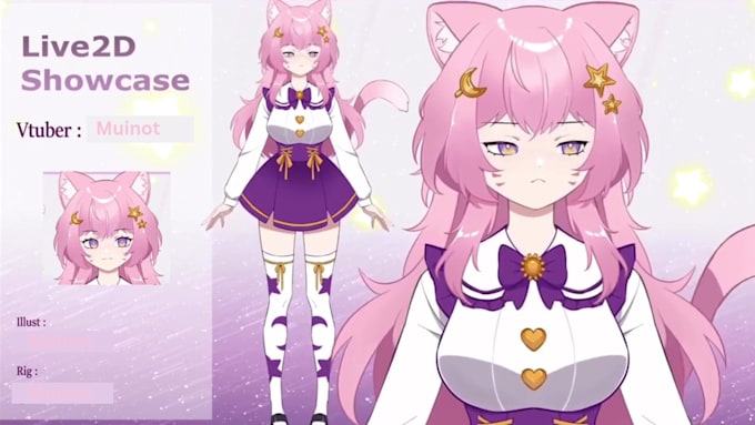 Draw and rig 2d vtuber, vtuber character, vtuber facerig vtuber rig using live2d by Muinot | Fiverr