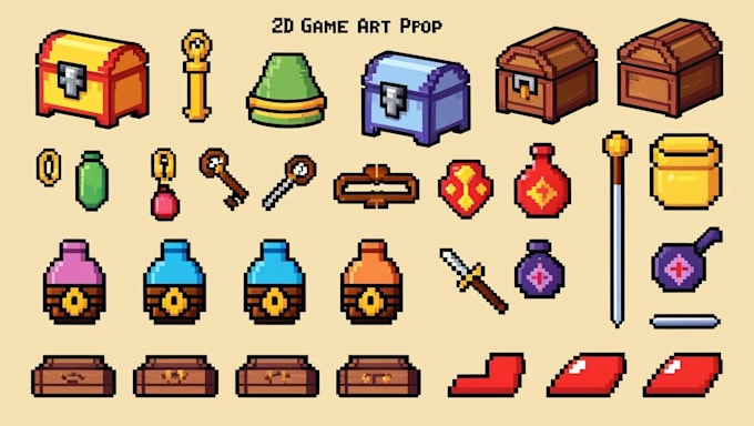 Draw 2d game art props, objects, icons by Vancbk | Fiverr