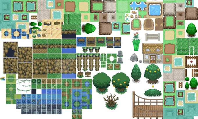 Do pixel art background pixel tileset top down rpg game environment assets by Dave_ebeennn | Fiverr
