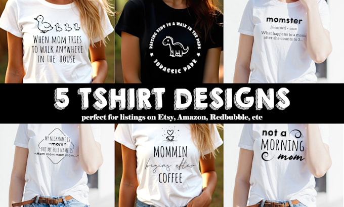Do 5 custom sarcastic tshirt designs with funny quotes and doodles by ...