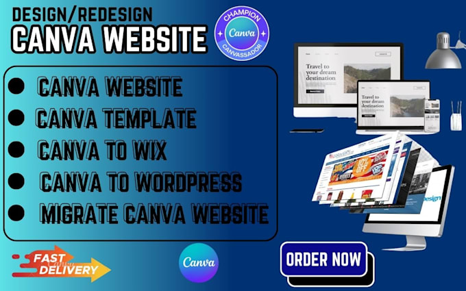 Create canva website design, canva landing page migrate canva to wix wordpress by Benedict_br21 ...