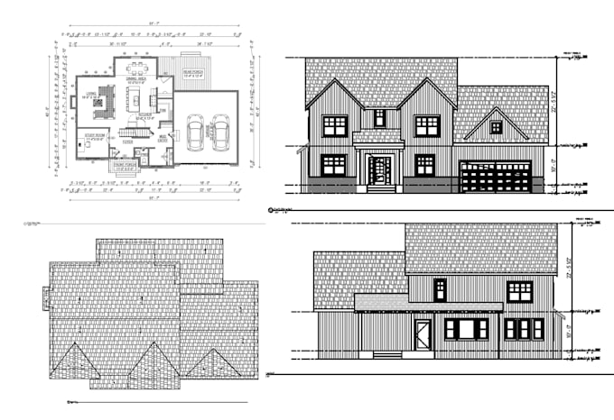 Draft 2d architectural blueprint drawing, elevations in revit for house ...