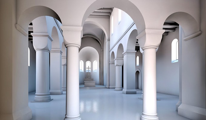 Design church interior in 2d and 3d,church interior and exterior with ...