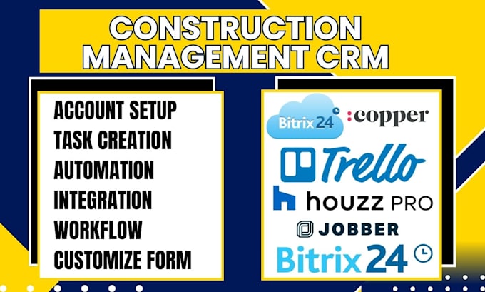Setup construction crm jobber trello bitrix24 houzzpro copper rooflink synapcus by Petercrrm ...