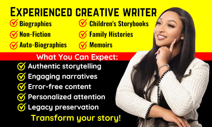 Write top notch biography, nonfiction, auto biography, childrens ...