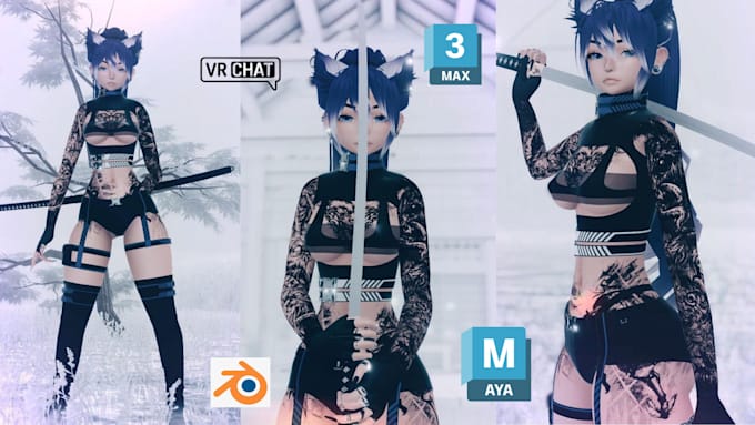 Create a custom vrchat avatar with unique design and animations by Enny_modelll | Fiverr