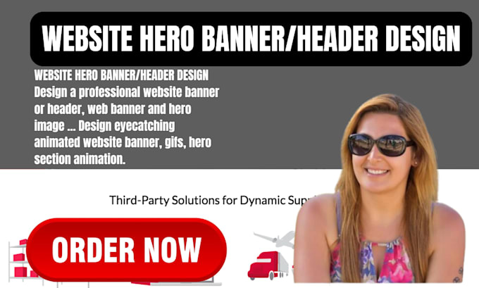 Design professional website header, hero image, web banner or animated ...
