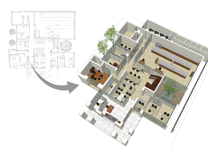 Convert your 2d layout into 3d layout by Himesha_k | Fiverr