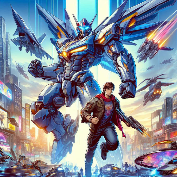 Draw unique mecha and character illustrations with my style by Sorewse ...