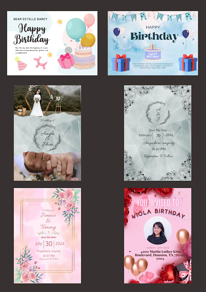 Make a digital invitation card and greeting card by Lulunahlah26 | Fiverr