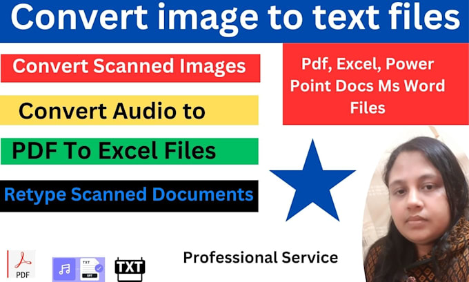 Convert scanned images to pdf, excel, power p, docs, audio to text by Henaparvin | Fiverr