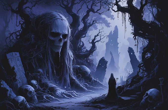 Draw fantasy or dark creepy horror art illustration by Malayade | Fiverr
