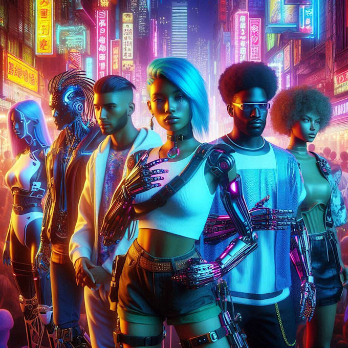 Draw splash art, sci fi ,cyberpunk character, splash art for game by ...