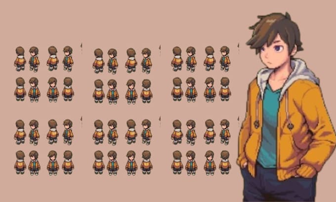 Make sprite sheet animation, pixel art character sprite pixel 2d game ...
