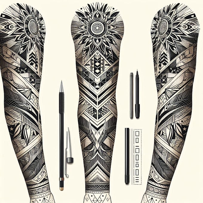 Create sleeve tattoo design in geometric style by Warrwift | Fiverr