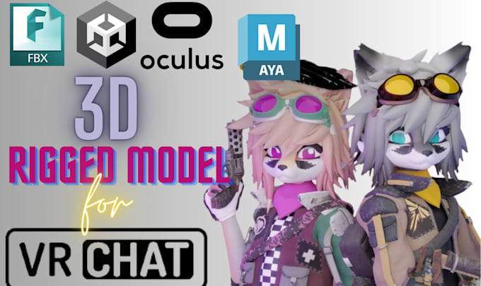 Create custom 3d vr character model, anime furry avatar for vrchat or ...