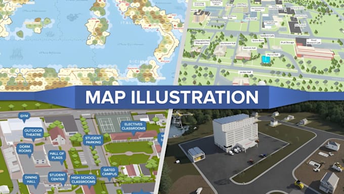 Design a vector map, custom map, map illustration, event map and ...