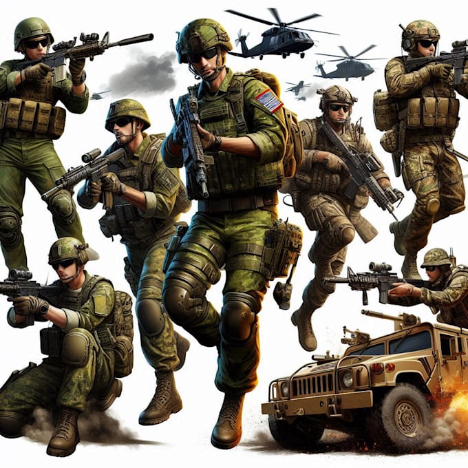 Draw military themed illustrations by Jengook | Fiverr